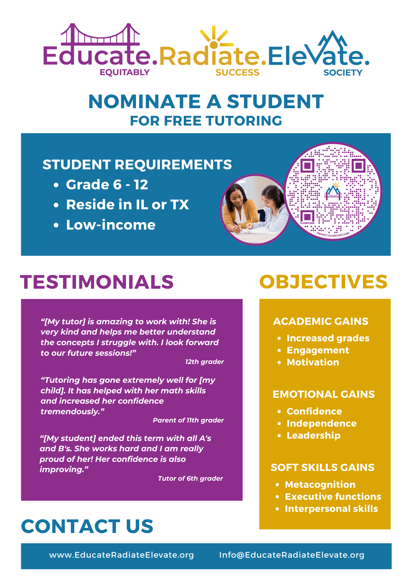 Nominate a Student - Educate. Radiate. Elevate.